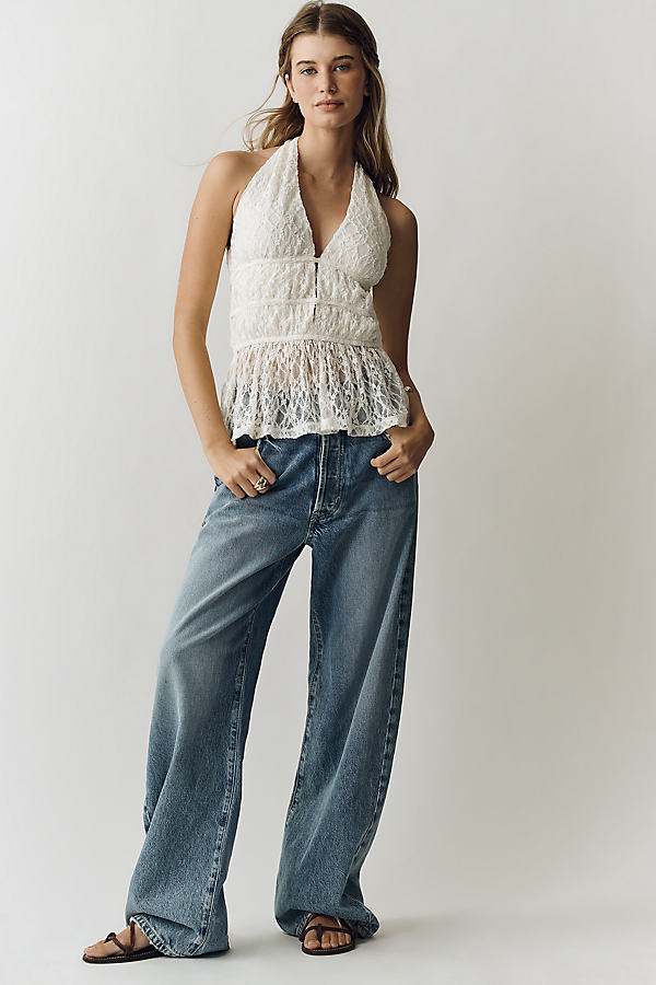 ANTHROPOLOGIE By Anthropologie Lace Plunge Halter Top